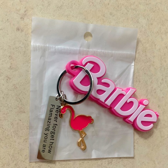 Barbie | Accessories | Barbie Flamingo Pink Silver Keychain | Poshmark